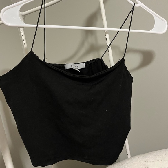 gaze | Tops | Black Thin Strap Crop Tank | Poshmark